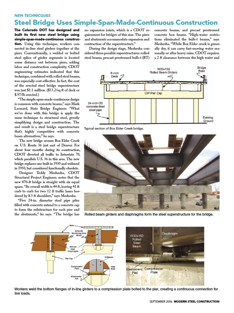 Steel Bridge Uses Simple-Span-Made-Continuous Construction | PDF | Beam ...