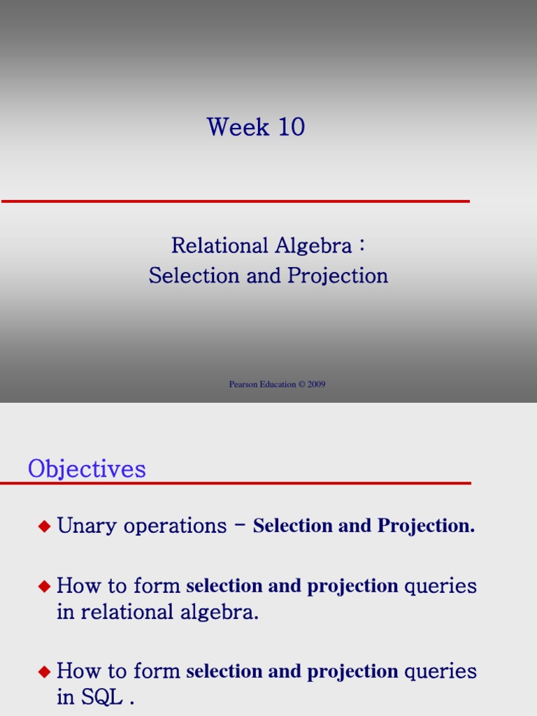 Relational Algebra Selection and Projection | PDF | Relational Model | Sql