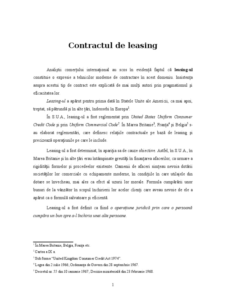 Contractul de Leasing | PDF
