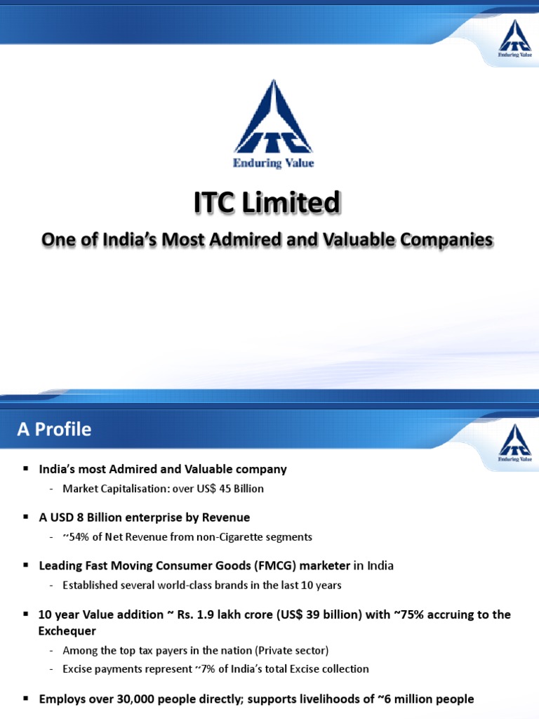 ITC Corporate Presentation | PDF | Tourism | Paperboard