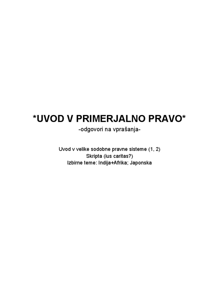 Uvod V Primerjalno Pravo | PDF