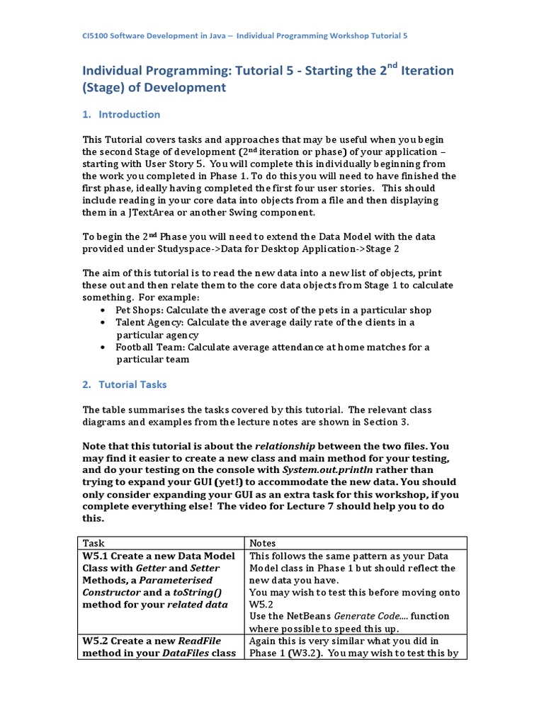 Individual Programming: Tutorial 5 - Starting The 2 Iteration (Stage) of Development | PDF ...