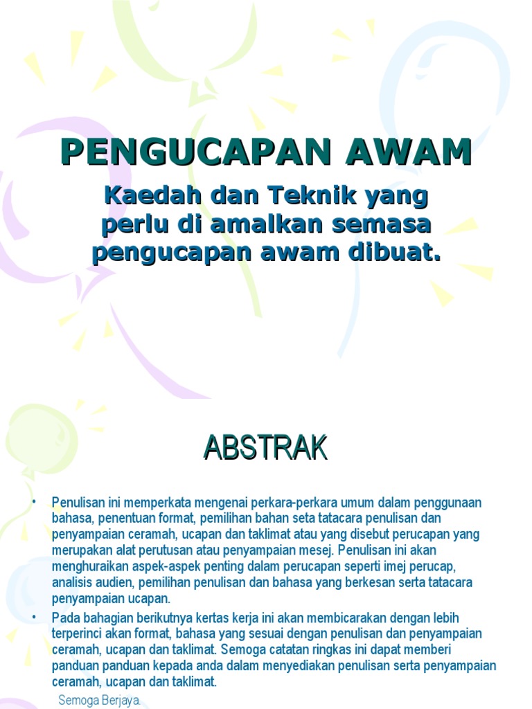 Contoh Pengucapan Awam | PDF