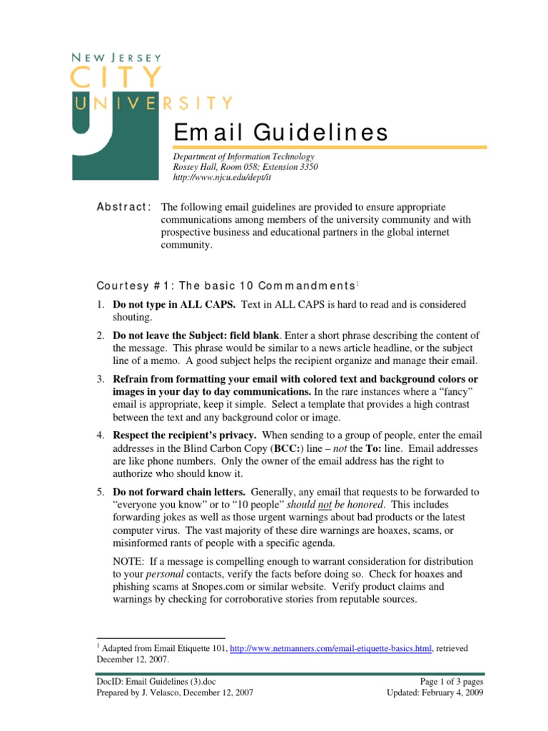 Email Guidelines | PDF | Email | Computer File