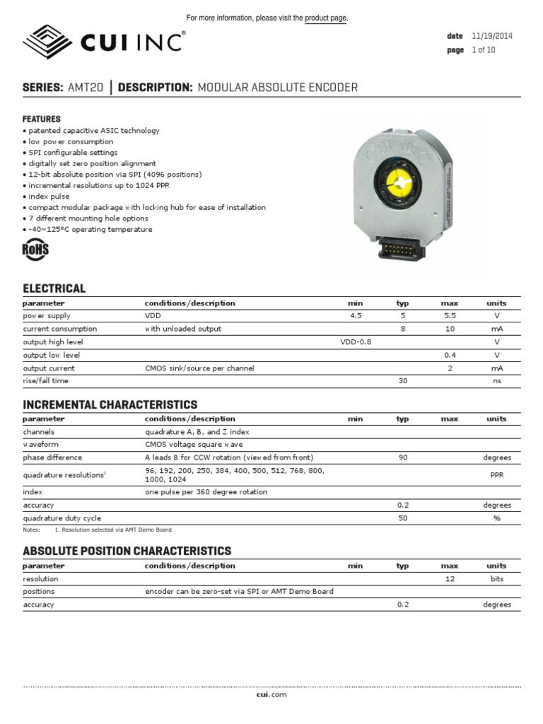 Amt 20 Modular Absolute Encoder | PDF | Computer Engineering | Digital ...