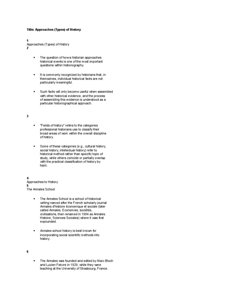 Approach Types of History | PDF | World History | Science