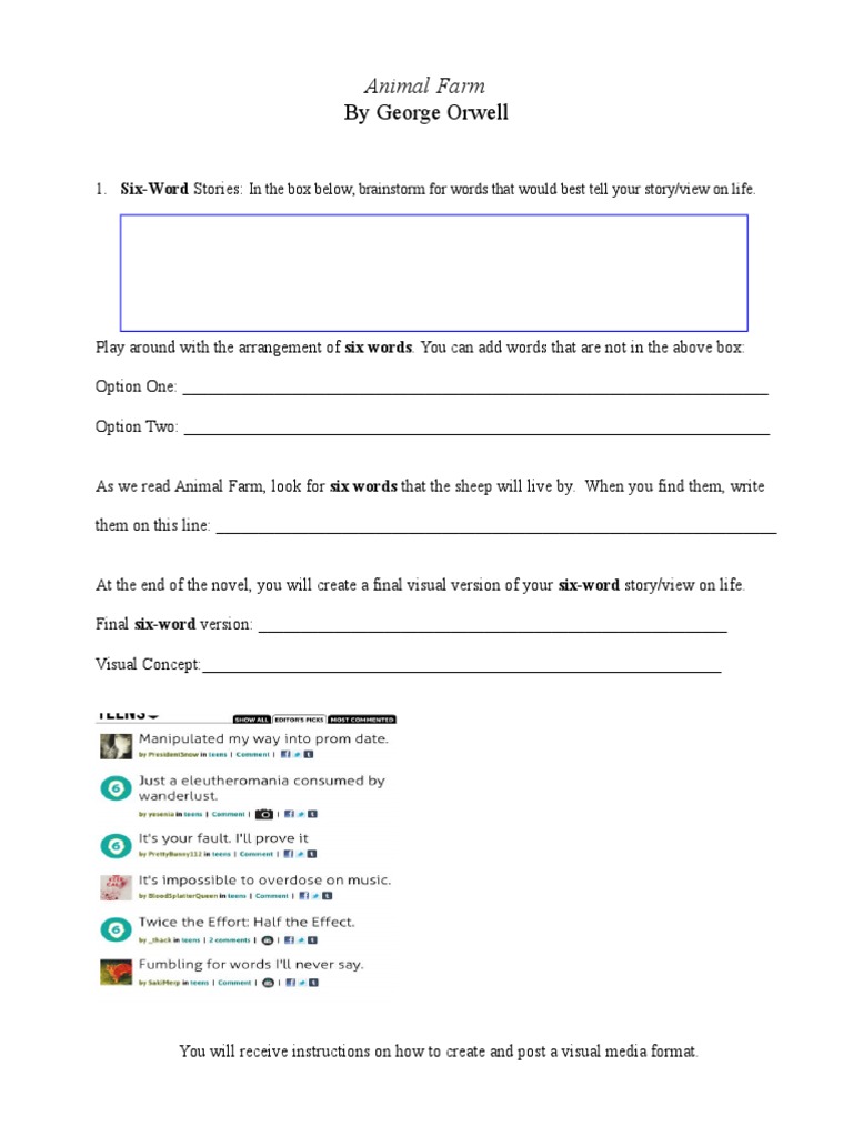 Animal Farm Analysis and Activities Guide | PDF | Poetry