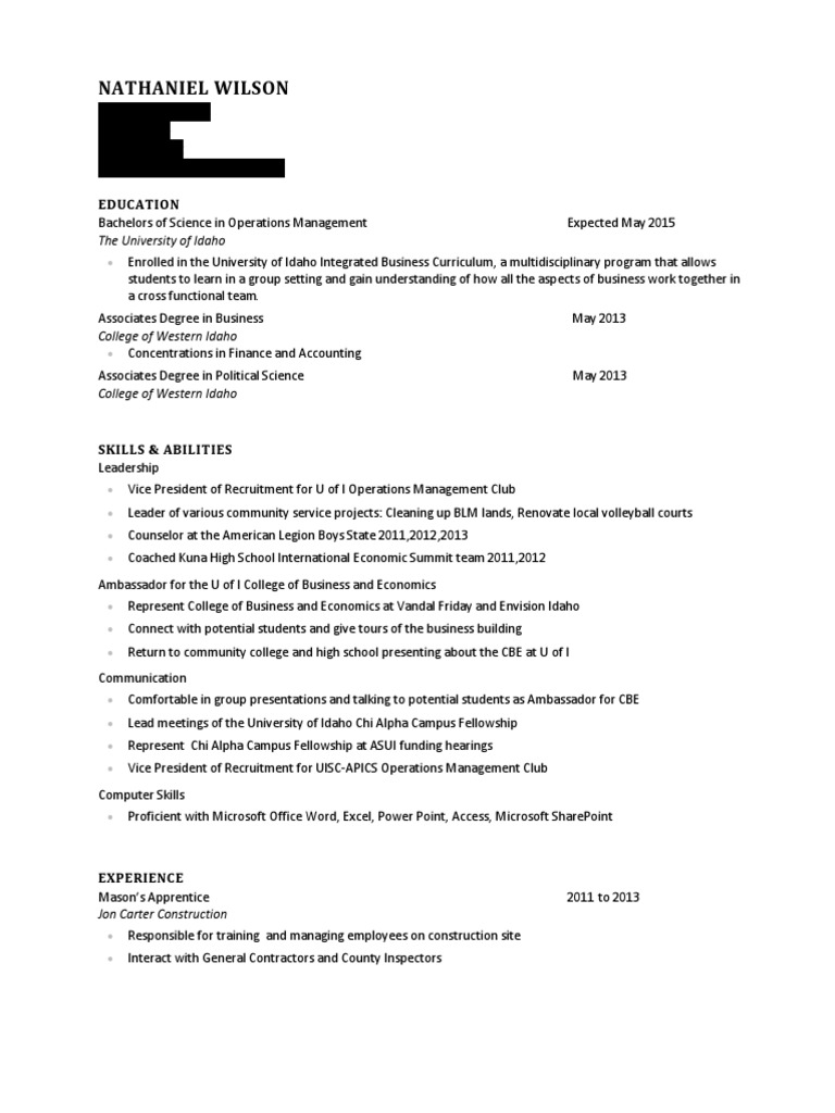 Nathaniel Wilson's Resume Overview | PDF