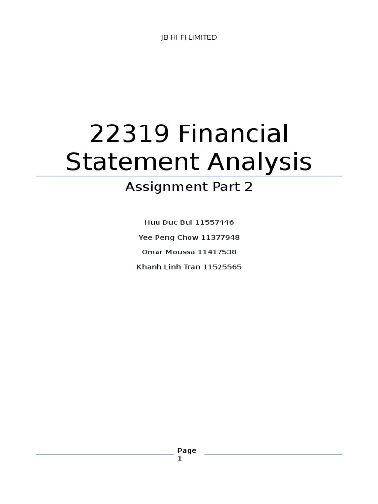 Financial Statement Analysis: Assignment Part 2 | PDF | Inventory ...