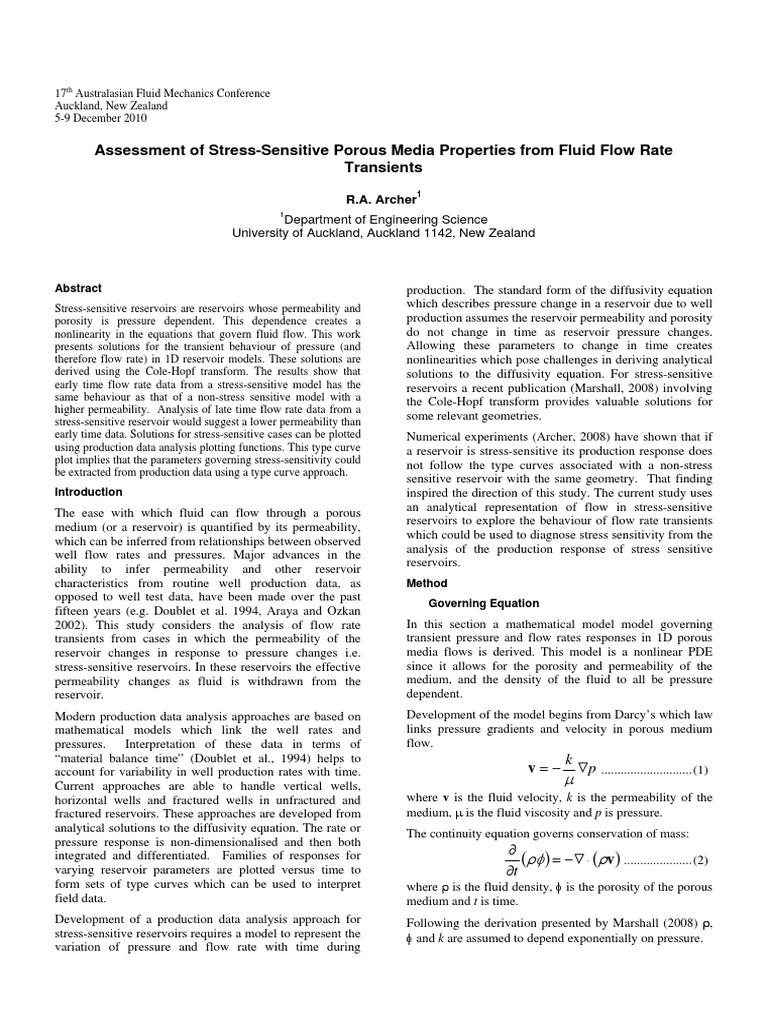 Assessment of Stress-Sensitive Porous Media Properties From Fluid Flow ...
