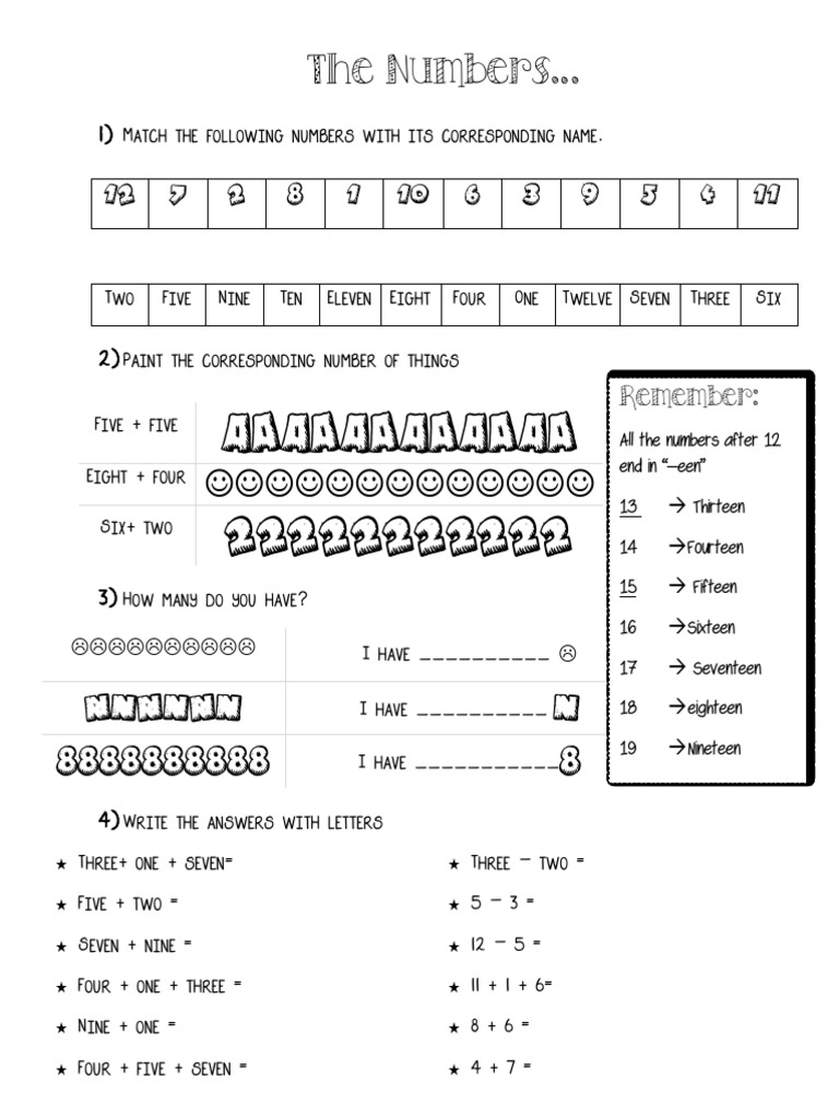 Number Matching and Basic Math Activities | PDF | Teaching Methods ...