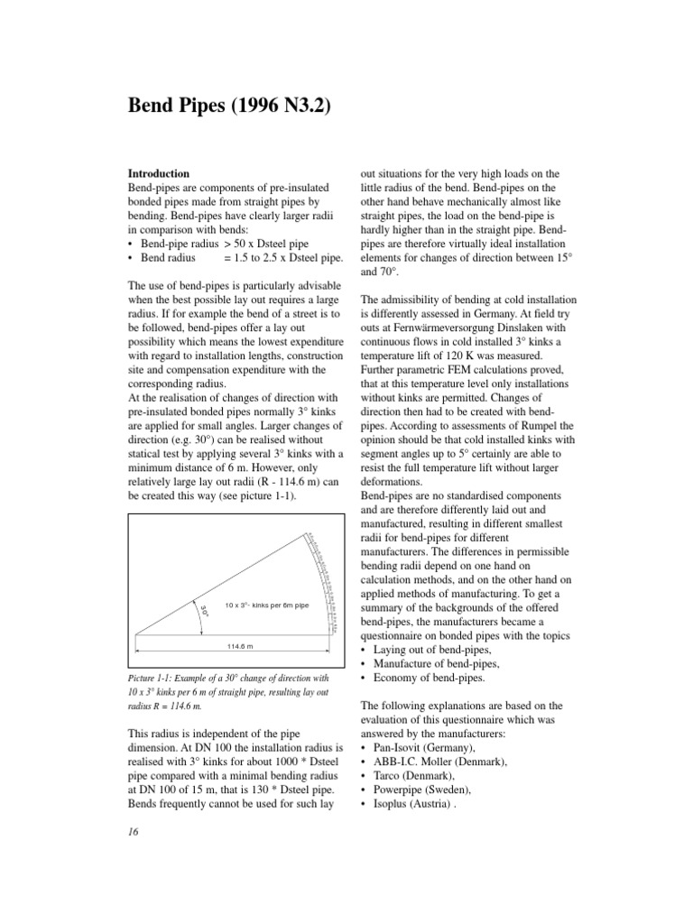 Bend Pipes (1996 N3.2) | PDF | Pipe (Fluid Conveyance) | Radius