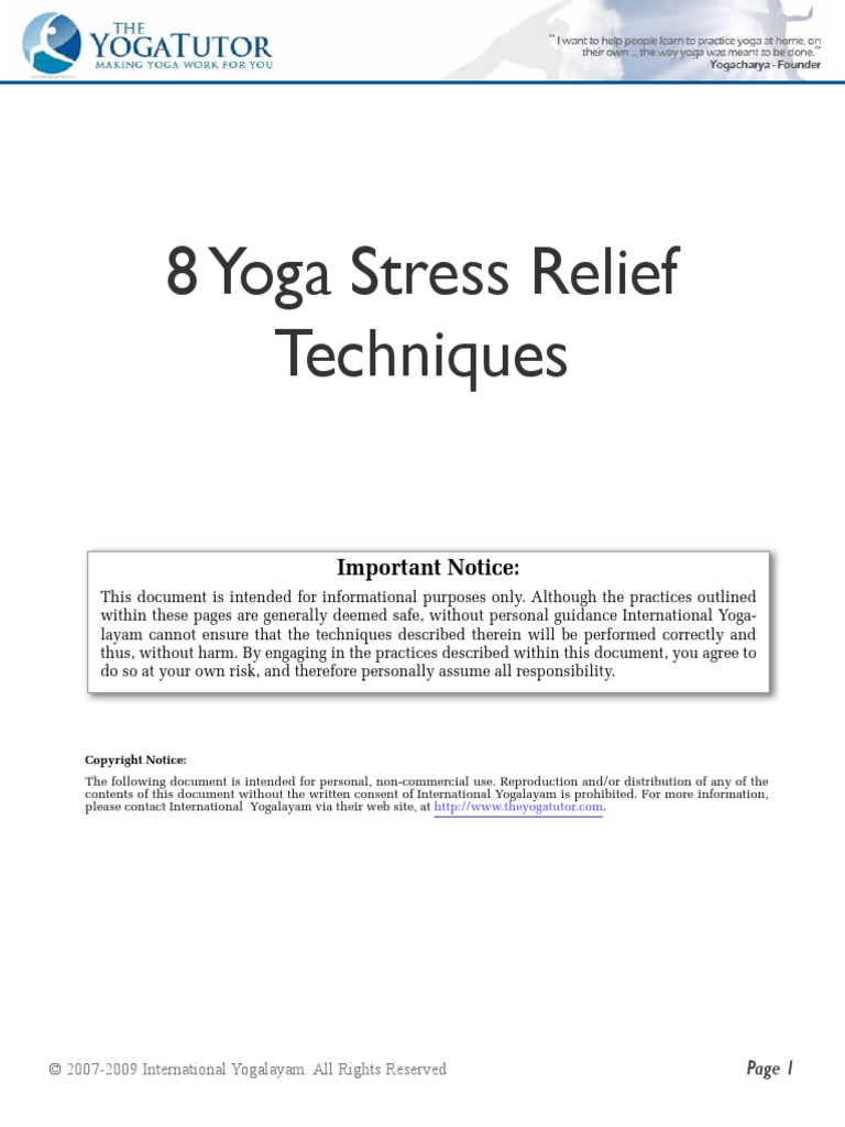Yoga-Stress-Relief-Techniques hw499 | PDF | Breathing | Yoga