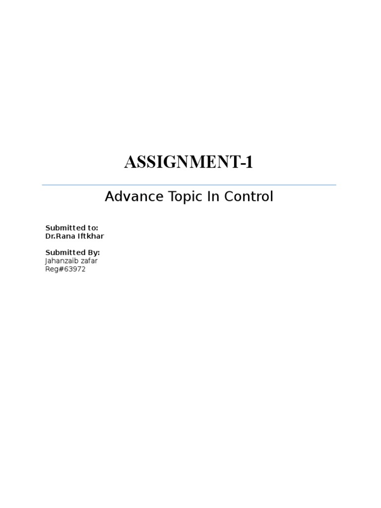 Assignment-1: Advance Topic in Control | PDF | Stability Theory | Nonlinear System