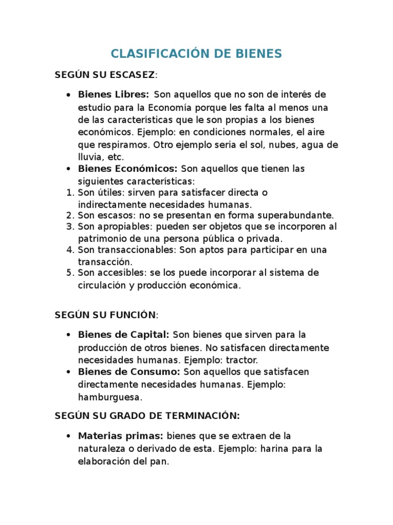 Clasificación de Bienes | PDF | Bienes | Consumo (economía)