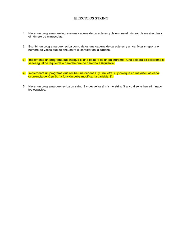 Ejercicios String | PDF | Informática