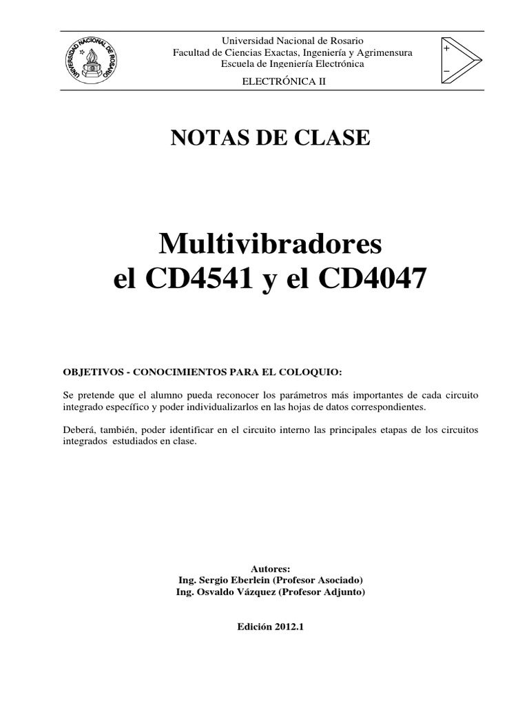 Multivibradores: CD4541 y CD4047 | PDF | Cmos | Electrónica
