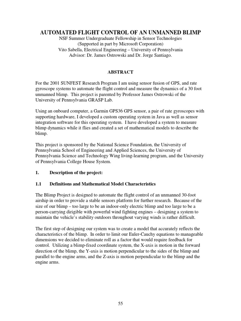 Automated Flight Control of An Unmanned Blimp | PDF | Process ...