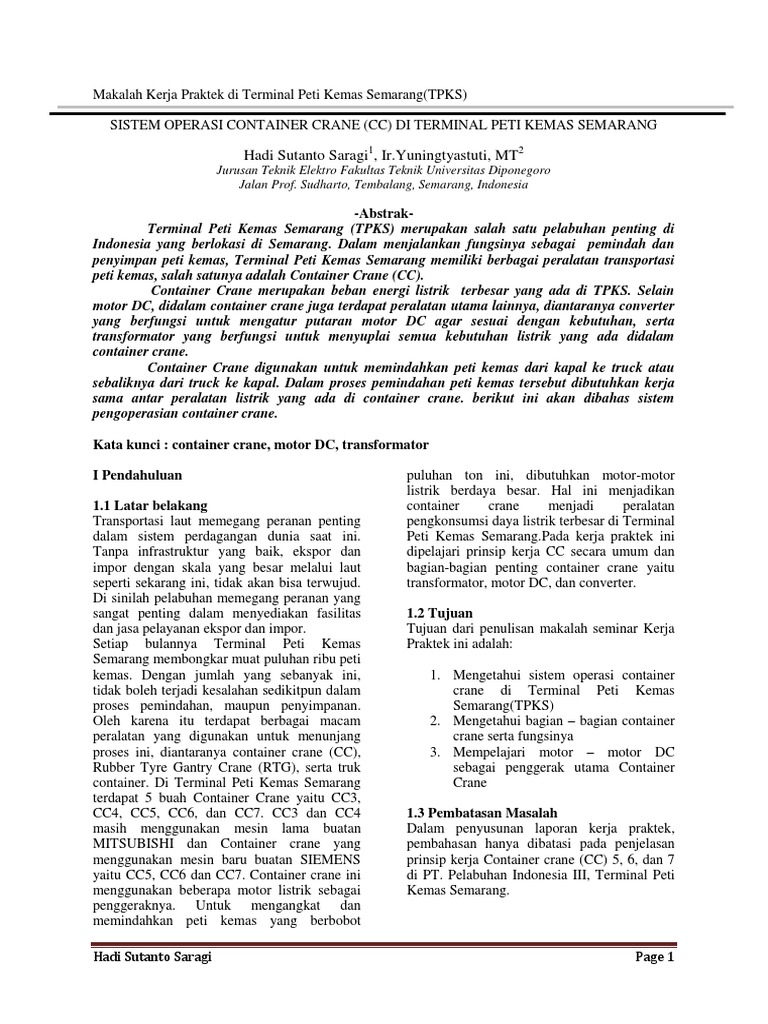Sistem Operasi Container Crane TPKS | PDF | Sains & Matematika | Komputer