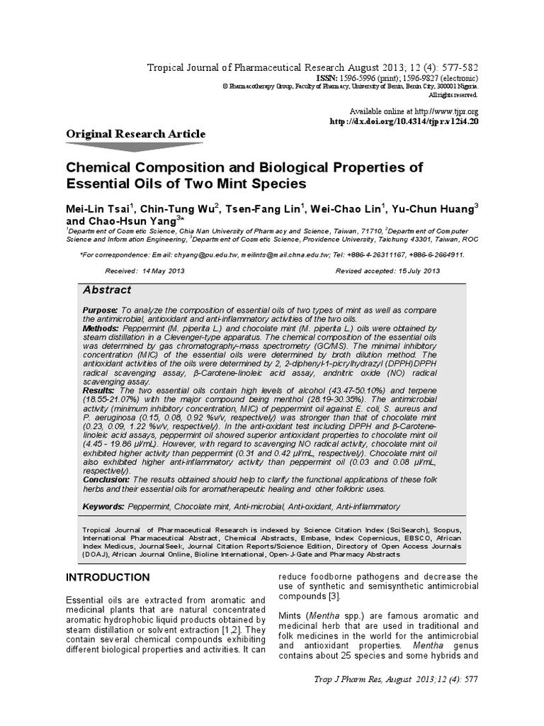 Chemical Composition and Biological Properties of Essential Oils of Two ...