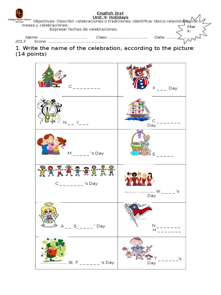 Test Celebrations 6tobasico2013 | PDF