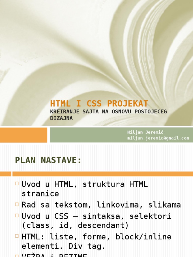 HTML I Css Projekat Final | PDF