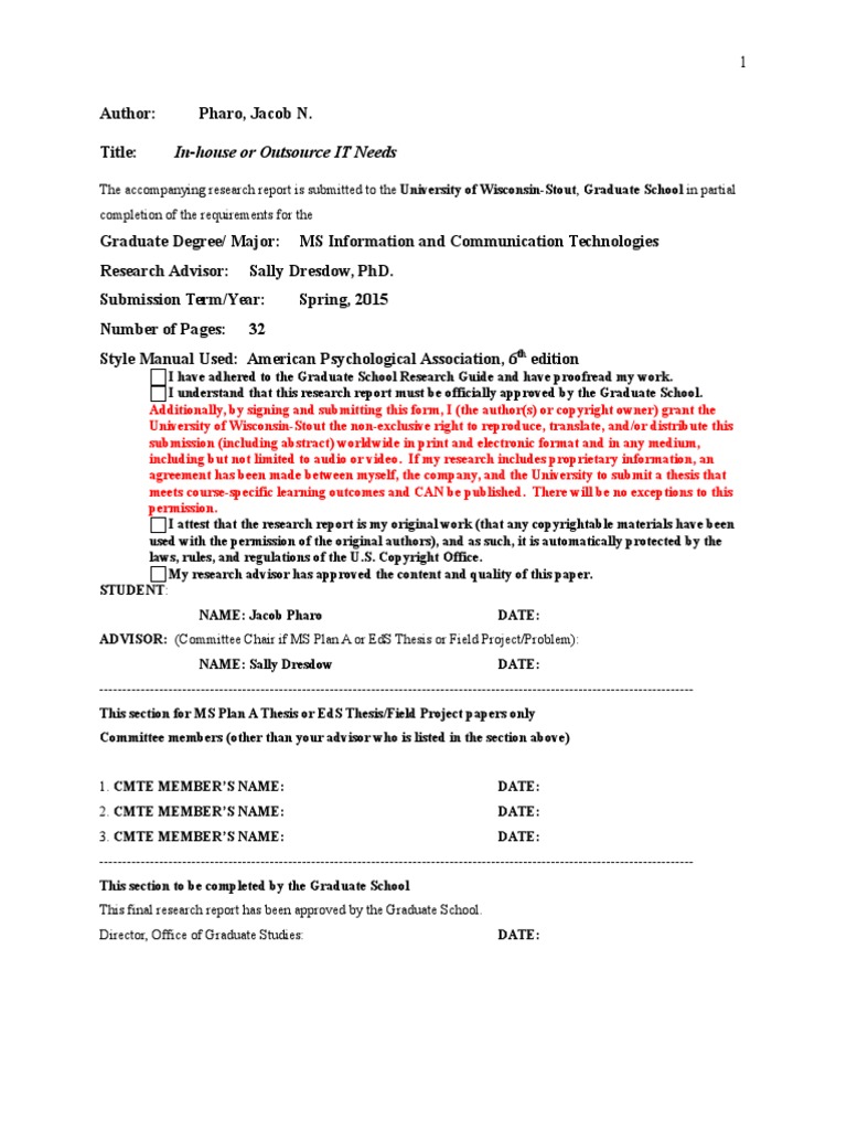 Jacob Pharo-Final Research Paper | PDF | Outsourcing | Thesis