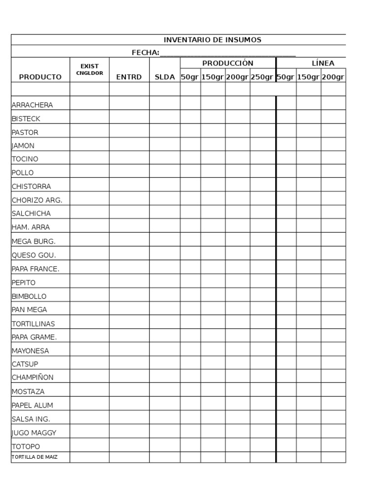 Formato Inventario/formato De Inventario De Materiales