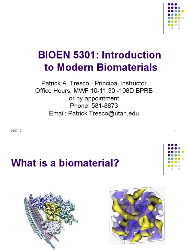 BIOEN 5301: Introduction To Modern Biomaterials | PDF | Biomaterial ...