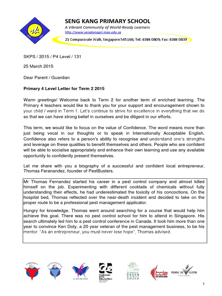 P4 Term 2 Level Letter 2015 | PDF | Educational Technology ...