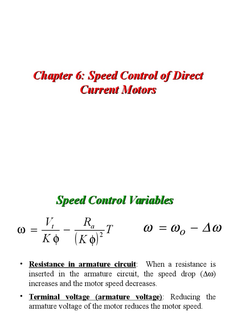 Chapter 6: Speed Control of Direct Current Motors | PDF | Direct ...