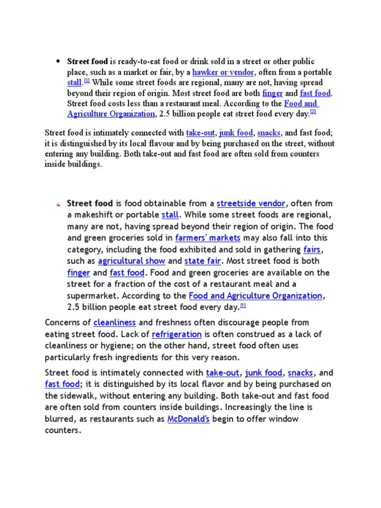 Street Food | PDF | Fast Food | Foods