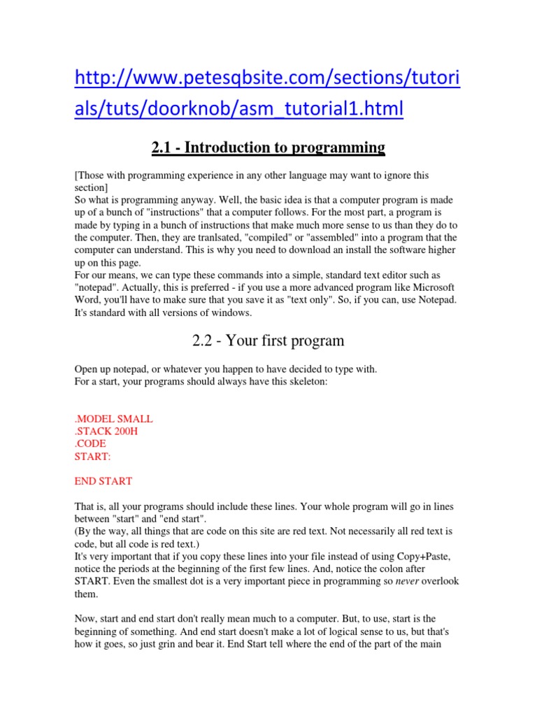 Tutorial Assembler | Download Free PDF | Bit | Variable (Computer Science)