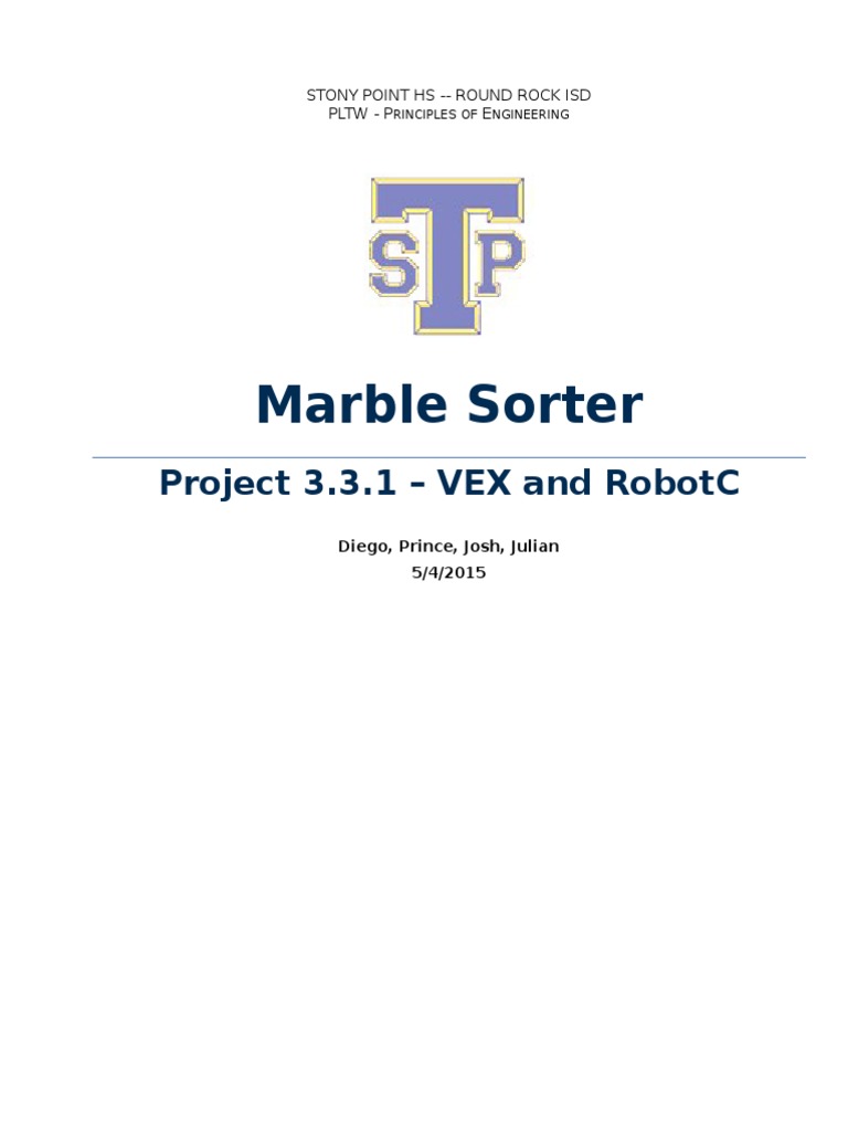 Marble Sorting Robot Project Report | PDF | Robotics | Robot