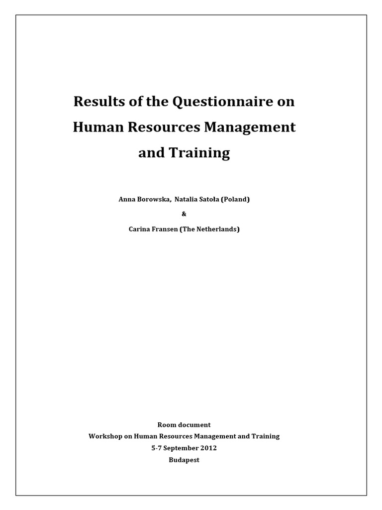Roomdocument HRMT Questionnaire FINAL | PDF | Competence (Human ...