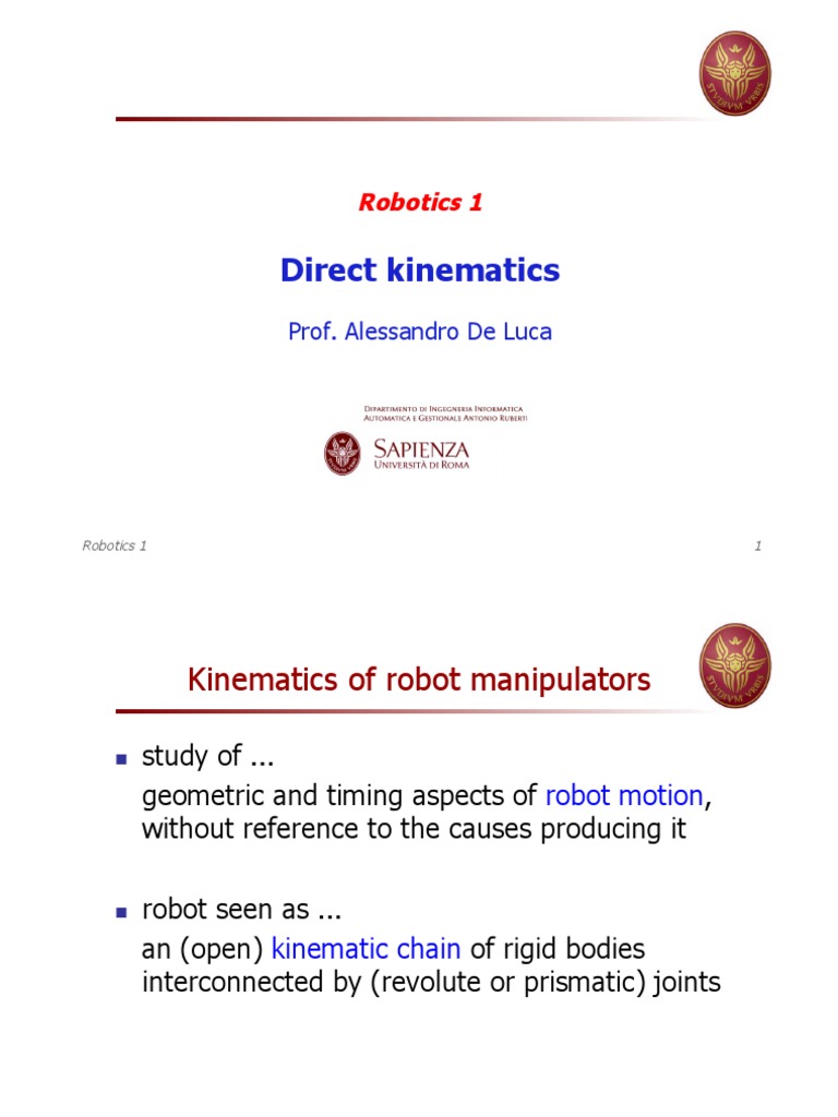 Direct Kinematics: Robotics 1 | PDF | Cartesian Coordinate System ...