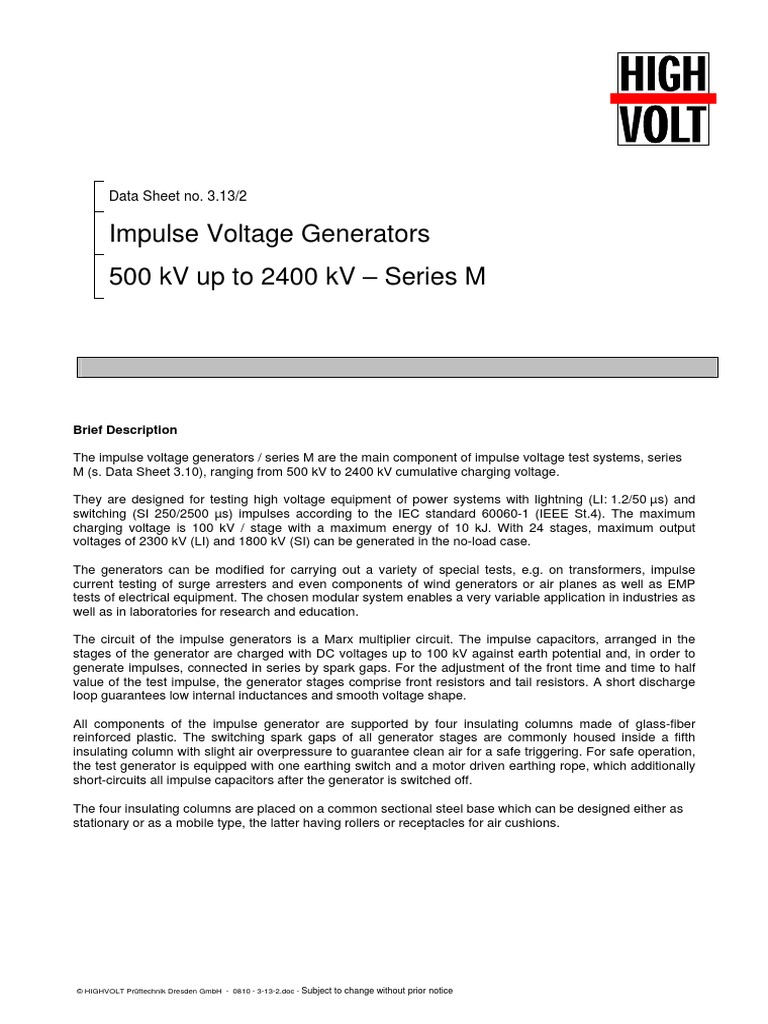Impulse Generator Datasheet | Download Free PDF | Electric Generator ...