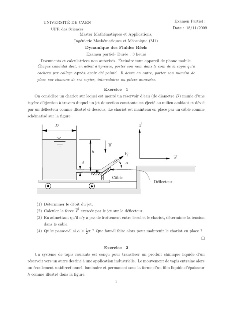TD Dynamique Des Fluides Reels | PDF | Grandeur physique | Physique