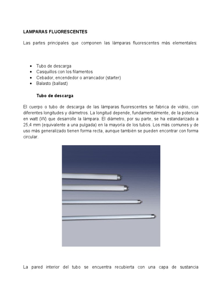 Partes Principales Que Componen Las Lámparas Fluorescentes Más ...