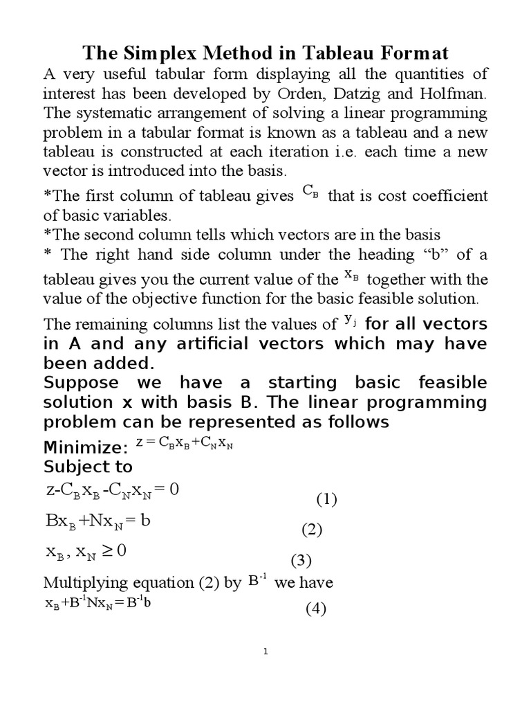 LPM Simplex Method Tabular Form1 | PDF | Linear Algebra | Mathematical Objects