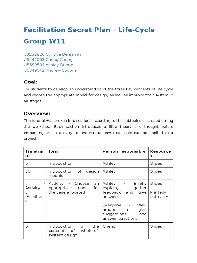 Life-Cycle Facilitation Plan | PDF | Life Cycle Assessment | Software