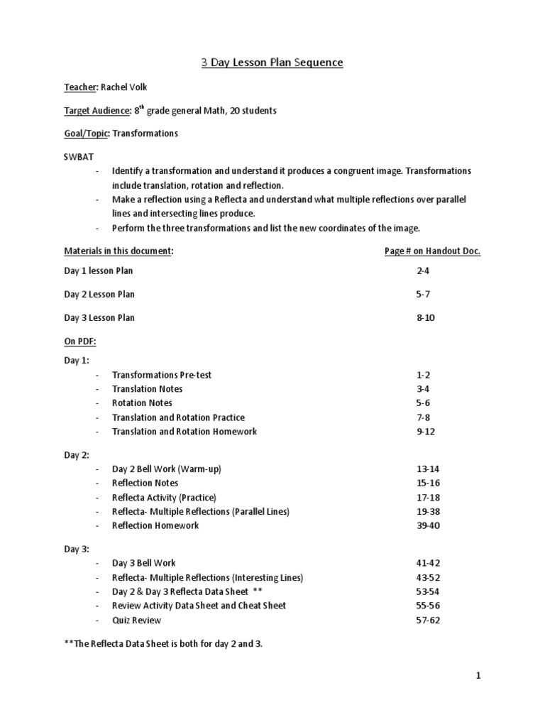 3 Day Lesson Plans - Full | PDF | Shape | Lesson Plan