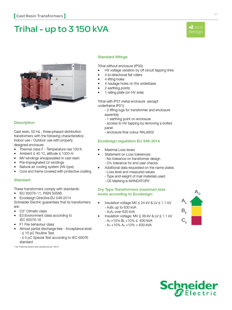 Trihal - Up To 3 150 kVA: Cast Resin Transformers | PDF | Transformer ...