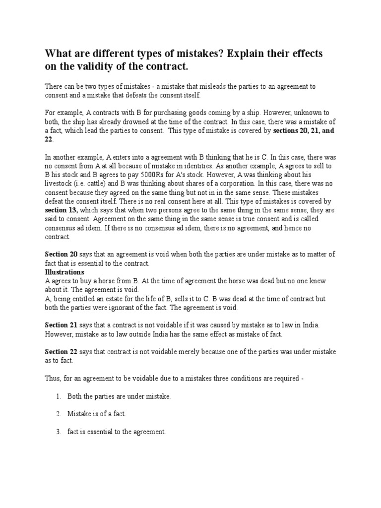 What Are Different Types of Mistakes | PDF | Business Law | Private Law