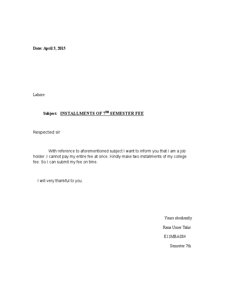 Date: April 3, 2015: Installments of 7 Semester Fee | PDF | Finance ...