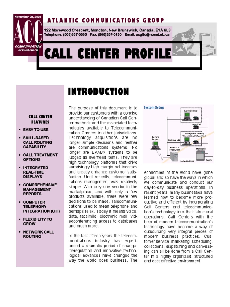 Call Center Profile: Atlantic Communications Group | PDF | Call Centre ...