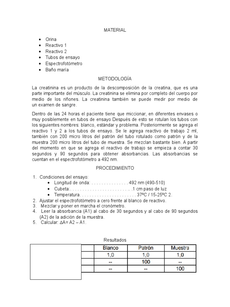 Determinación de Urea | PDF | Creatinina | Orina