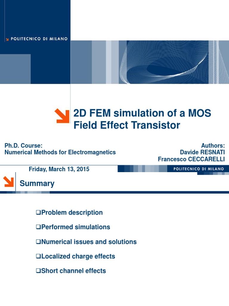2D FEM Simulation of MOS Transistor | PDF | Field Effect Transistor ...
