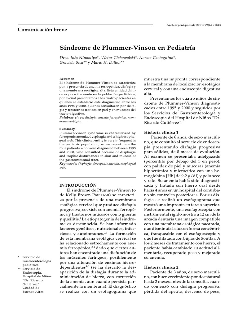 Plummer Vinson | PDF | Especialidades Medicas | Gastroenterología