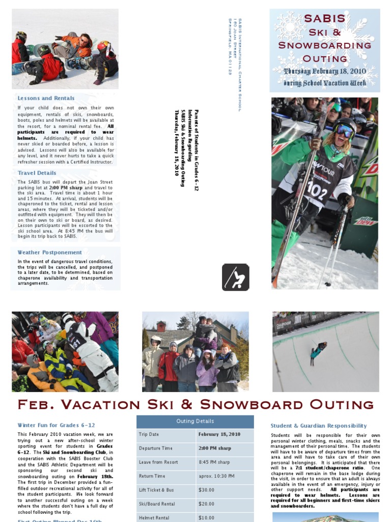 Sabis Ski & Board Trip Brochure 02-18-2010 | PDF | Racing | Individual ...